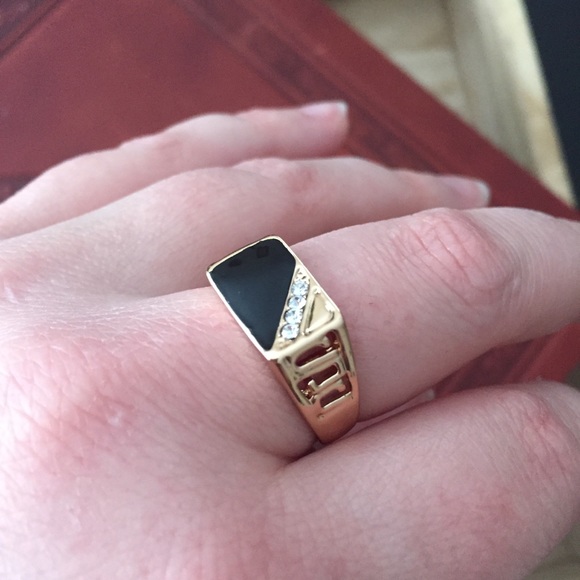 Accessories | Mens Retro Classic Gold Silver Enamel Crystal Ring | Poshmark